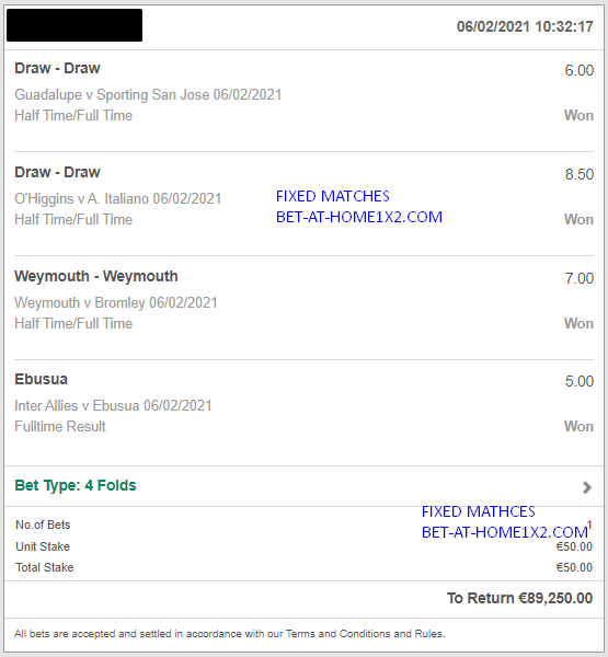 FIXED MATCHES 100 SURE BET AT HOME 1X2 Fixed Match Correct Score FIXED MATCHES 100 SURE BET AT HOME 1X2 Fixed Match Correct Score